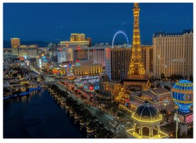 Skleněný obraz nočního Las Vegas (70x50 cm)