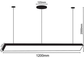 LED Lustr na lanku LED/32W/230V 4000K pr. 120 cm černá