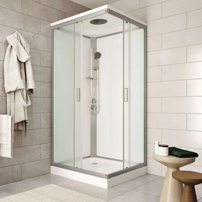 Mereo Mereo, Sprchový box se střechou, čtvercový, satin ALU, sklo Point, zadní stěny bílé, CK34172KBSW