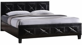 Manželská postel, s roštem, ekokůže černá, 160x200, Tempo Kondela CARISA
