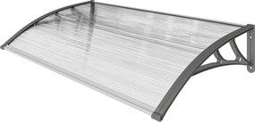 Outsunny Průhledný polykarbonátový slunečník 110x60 cm pro dveře a okna proti slunci a dešti s podpěrou z PP plastu | Aosom