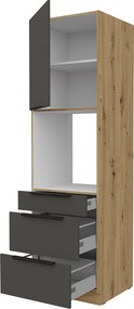 ARIA pa | vysoká skříňka 60 DPS-210 3S1F na vestavnou troubu | PREMIUM BOX | 60 cm | ANTI FINGERPRINT povrch | artisan/šedá grafit