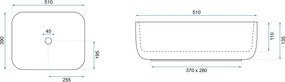 Rea Demi, keramické umyvadlo na desku 505x395x130 mm, imitace kamene Shiny Aiax, REA-U4100