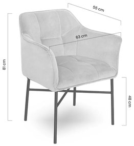 Čalouněná židle Rozalio s područkami - Cloud 03 béžová / černé nožky