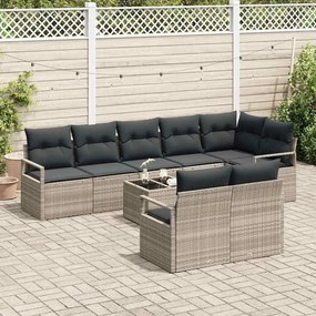 Set pohovek 9 ks Světle šedá polyratan 3346442