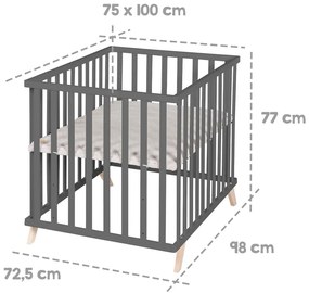 Tmavě šedá dětská ohrádka z bukového dřeva 75x100 cm Lil Planet – Roba