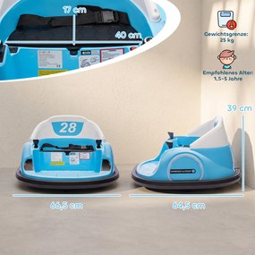 AIYAPLAY Autodráha, 360° rotace, rychlost 2 km/h, bezpečnostní pás, LED světla, hudba a klakson, modrá