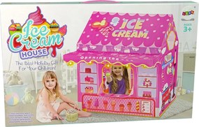 LEAN Toys Dětský stan princeznovská zmrzlinárna růžový se světýlky