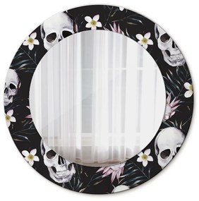 Kulaté dekorativní zrcadlo Květiny lebky fi 50 cm