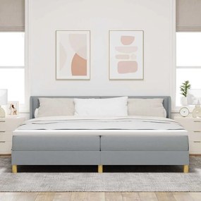 Postel s boxspringem s čelo Světle šedá 200 x 200 cm textil 3341314