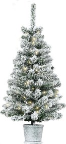 HOMCOM Mini vánoční stromek Ø40x90 cm, umělý sníh, 60 LED, nehořlavý, plast, zelená/bílá