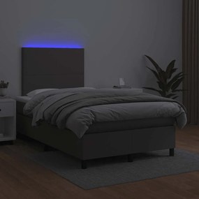 Box spring postel s matrací a LED šedá 120 x 190 cm umělá kůže 3270285