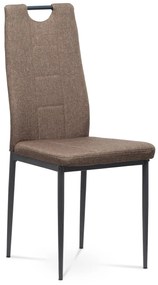 Jídelní židle, potah hnědá látka, kovová čtyřnohá podnož, antracitový matný lak - DCL-391 BR2