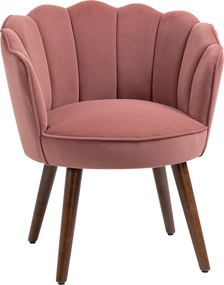 HOMCOM jídelní židle kuchyňská židle křeslo s opěradlem židle do obývacího pokoje polyester kaučukovník růžová 66 x 72 x 79 cm | Aosom