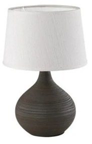 Tmavě hnědá stolní lampa z keramiky a tkaniny Trio Martin, výška 29 cm