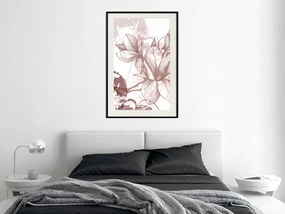 Plakát Magnólie světa - botanická kompozice v hnědých květinových
