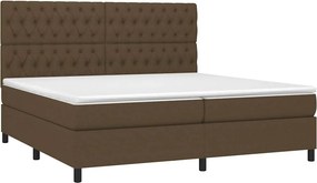 Box spring postel s matrací a LED tmavě hnědá 200x200 cm textil 3135144