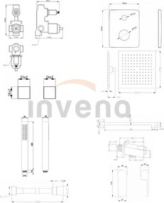 Invena Siros, podomítková sprchová sada s 2-výstupovým tělesem, černá matná, INV-BS-90-010-A