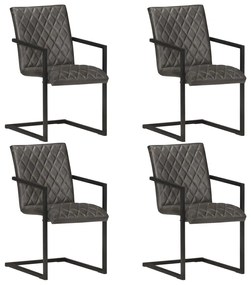 Konzolové jídelní židle 4 ks šedé pravá kůže,  3060205
