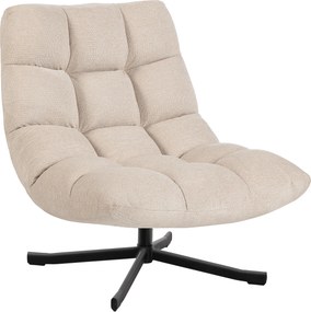 HOMCOM křeslo do obývacího pokoje bez opěrek, otočné o 360°, voděodpudivá tkanina chenille, široký sedák, 75 x 95 x 90 cm, krémová