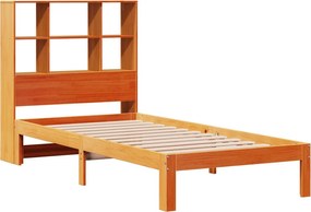 Postel s knihovnou bez matrace hnědá 100x200 cm masiv borovice 3322578