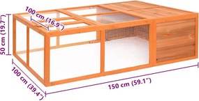Zahradní klec pro zvířata 150 x 100 x 50 cm masivní jedle 171452