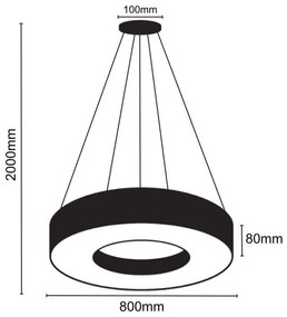 LED Lustr na lanku LED/40W/230V 4000K pr. 80 cm