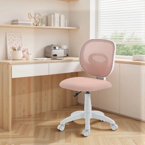 HOMCOM Kancelářská židle, ergonomická židle s C-tvarovanou opěrkou zad, výškově nastavitelná, růžová
