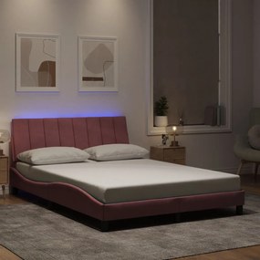 Rám postele s LED osvětlením bez matrace Hanko růžový 120 x 200 cm samet 3213774
