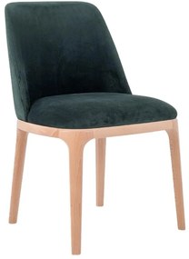 Nordic Design Tmavě zelená sametová jídelní židle Lola