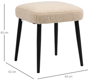 HOMCOM taburet na nohy čtvercový taburet na líčení kašmírový vzhled s ocelovými nohami do obývacího pokoje ložnice béžová 42x42x47cm | Aosom.de