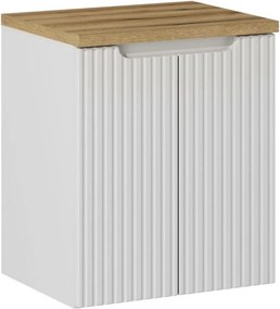 Skříňka pod umyvadlo 50 cm s deskou: bílá, drážkovaná čela (NOVA WHITE 82-50-2D)