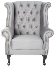 Křeslo Chesterfield silver grey velvet