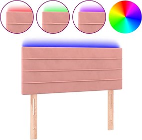 Čelo postele s LED růžové 100x5x78/88 cm samet 3121799