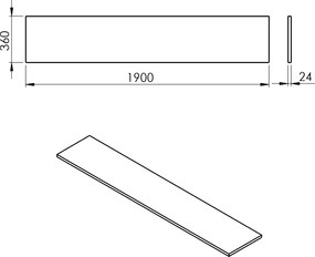Sapho PLATO deska Rockstone 1900 x 24 x 360 mm bílá mat PL196-0101