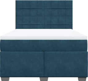 Box spring postel s matrací modrá 140 x 200 cm samet 3293234