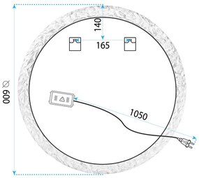 Tutumi Zrcadlo ⌀60 cm s regulovatelným LED osvětlením