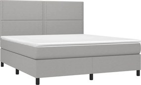 Box spring postel s matrací a LED světle šedá 180x200 cm textil 3134813