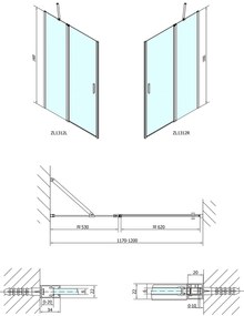Polysan, ZOOM LINE sprchové dveře 1200mm, čiré sklo, ZL1312