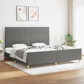 Rám postele bez matrace tmavě šedý 200 x 200 cm textil 3125244