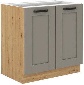 Kuchyňská skříňka LUNA 80 D 2F BB korpus: dub artisan, barva dvířek: světle šedá CLAY