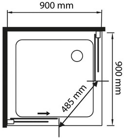 Lansanit LUX Slim Alvaro - Sprchový kout Black Line, 90x90 cm, matná černá/čiré sklo CZD99-BROZ2