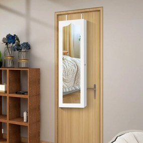 Costway Šperkovnice závěsná úložná skříňka s LED osvětlením, bílý