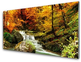 akrylový obraz Vodopád Les Příroda 140x70 cm