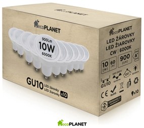 BERGE 10x LED žárovka - GU10 - ECOPLANET - 10W - 900Lm - studená bílá