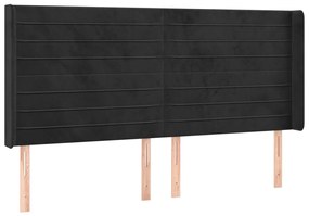 Box spring postel s matrací a LED černá 200x200 cm samet,  3139645