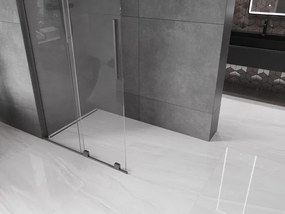 Mexen Velar L, posuvná sprchová zástěna Walk-in 90 x 200 cm, 8mm čiré sklo, grafit broušený, 871-090-003-03-66