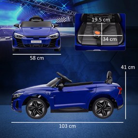 HOMCOM Elektrické dětské vozidlo 12 V - dálkové ovládání rodiči - zvukové efekty, světelné efekty - Audi RS E-tron GT modrá
