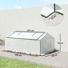 Outsunny fóliový skleník s PE sítí — mrazuvzdorný mini skleník pro balkon a zahradu, skleník na rajčata, 180 × 90 × 70 cm, bílý