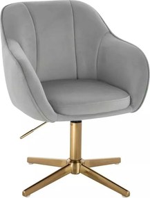 LuxuryForm DESIGN Otočná židle AVOLA VELUR na zlatém kříži - světle šedá